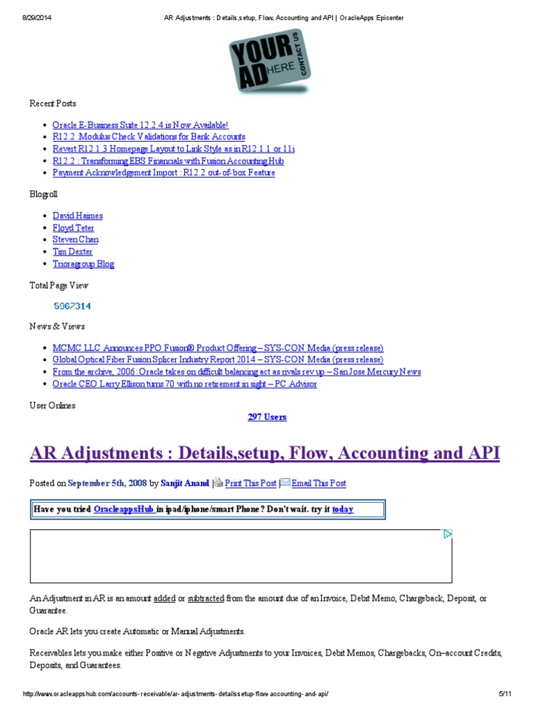 AR Adjustments - Details, Setup, Flow, Accounting and API - OracleApps ...