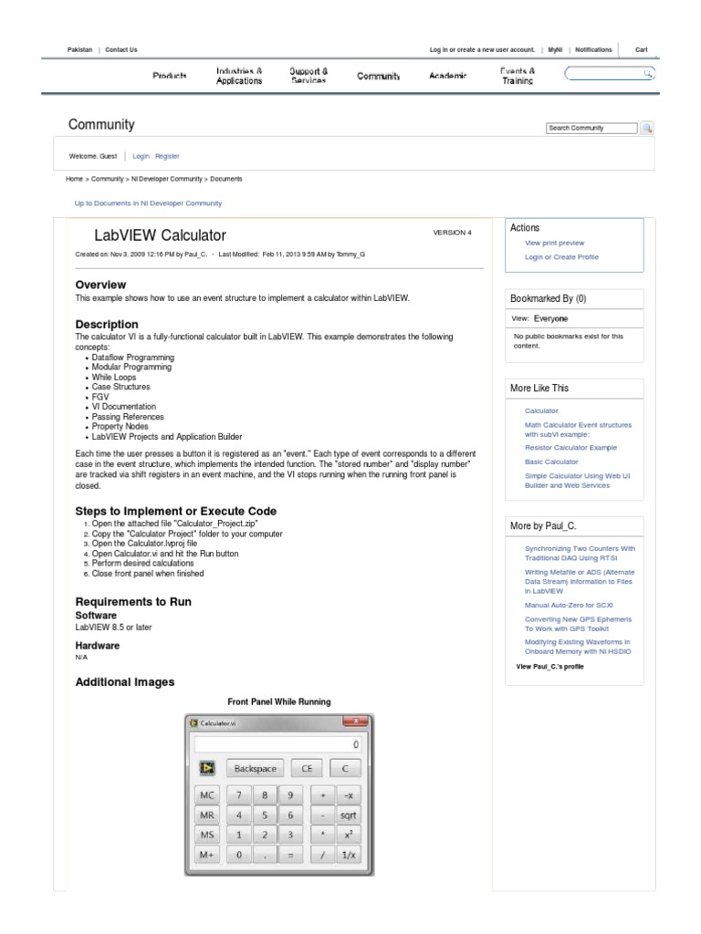 Community - LabVIEW Calculator - National Instruments | PDF ...