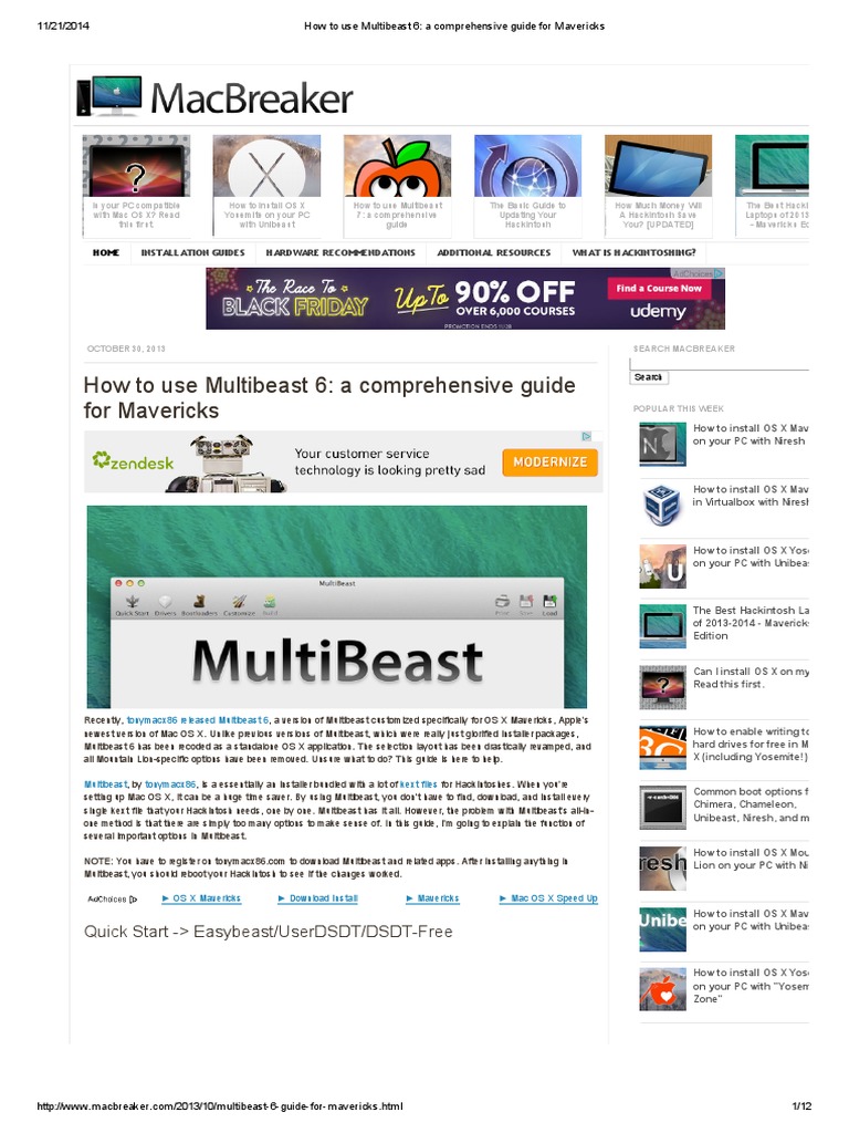 How To Use Multibeast 6 - A Comprehensive Guide For Mavericks | PDF ...