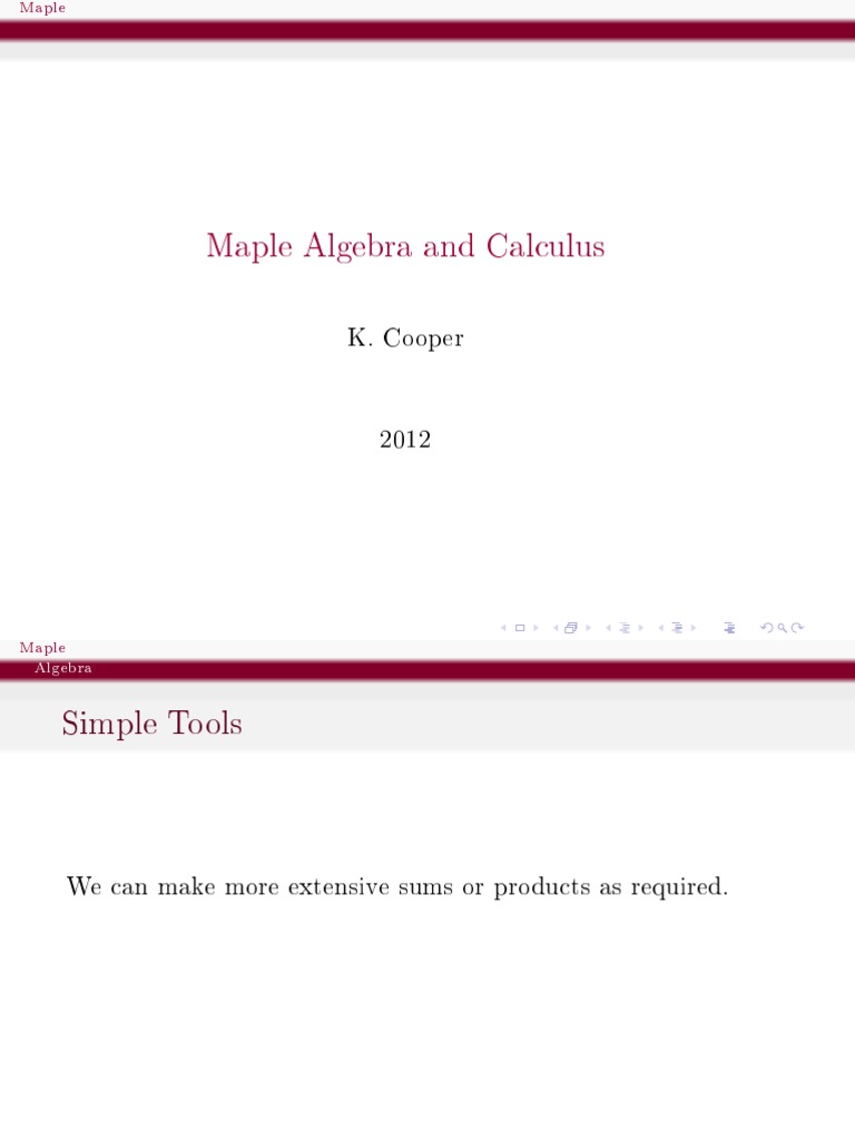 Maple Algebra and Calculus: K. Cooper | PDF | Factorization ...