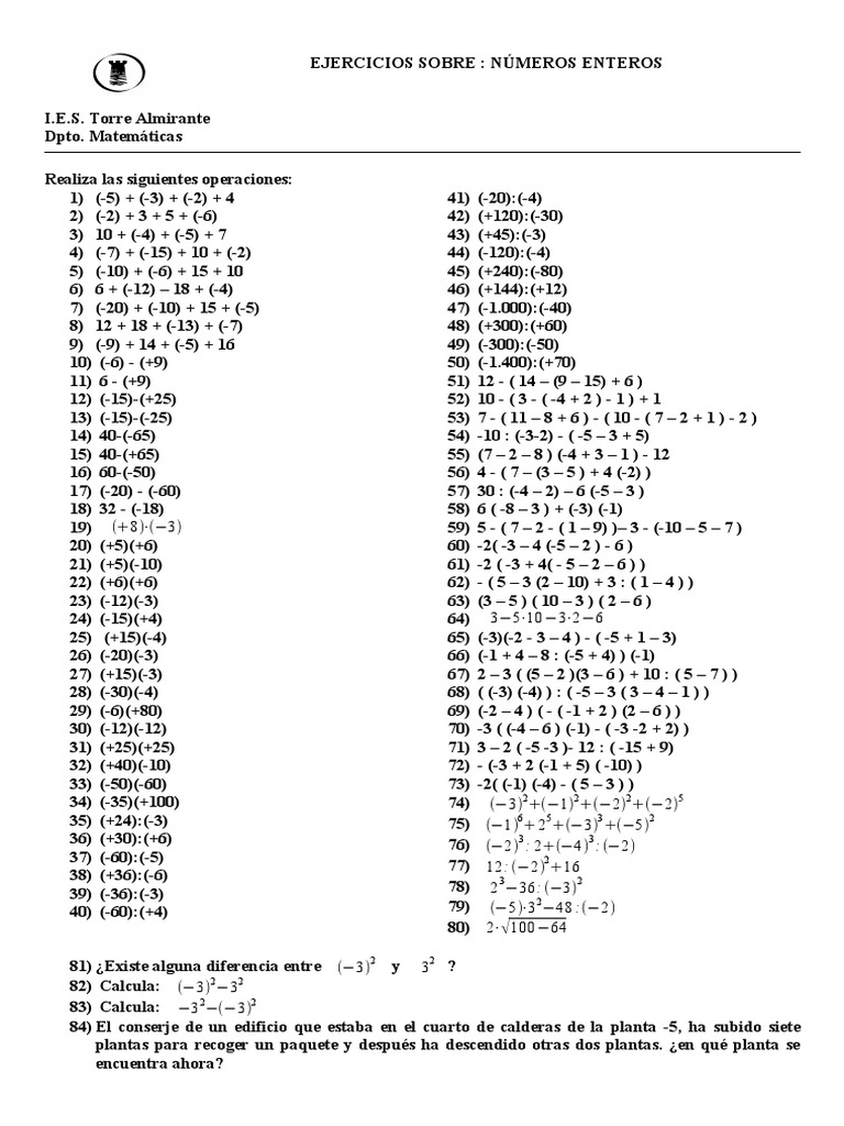 07 - Numeros Enteros PDF | PDF