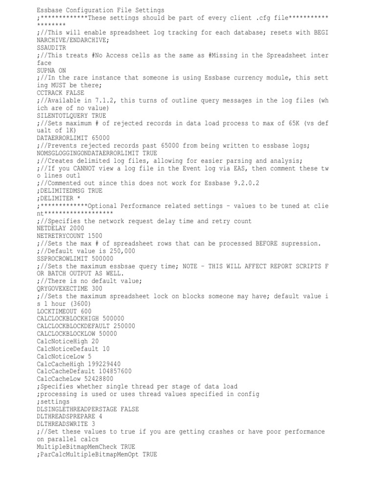 Essbase Configuration File Settings | PDF | Application Software ...
