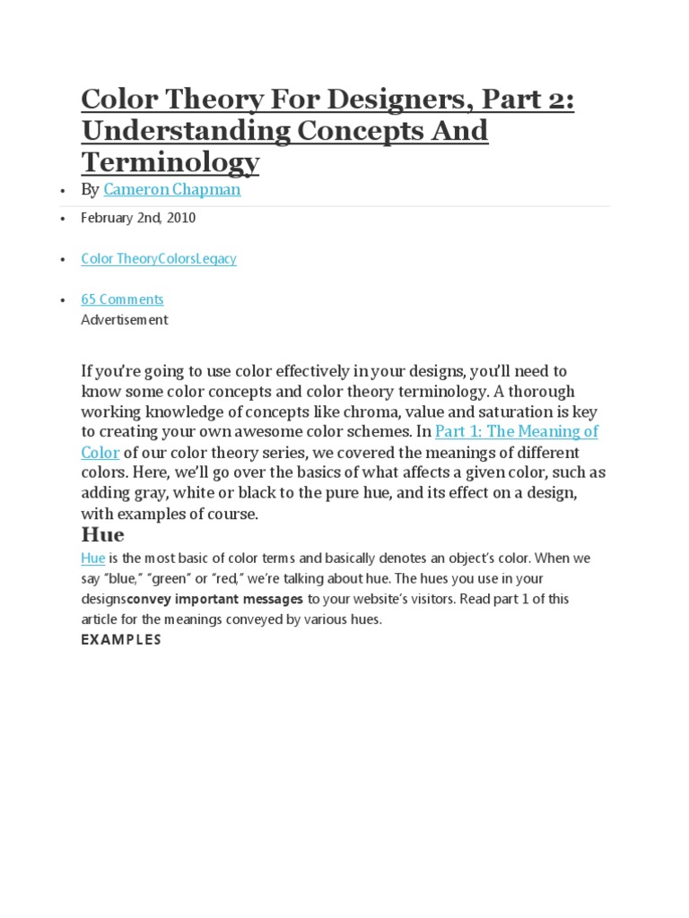 Color Theory: Concepts & Terms | PDF | Hue | Grey