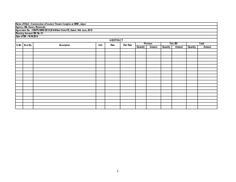 RA Bill Format | PDF