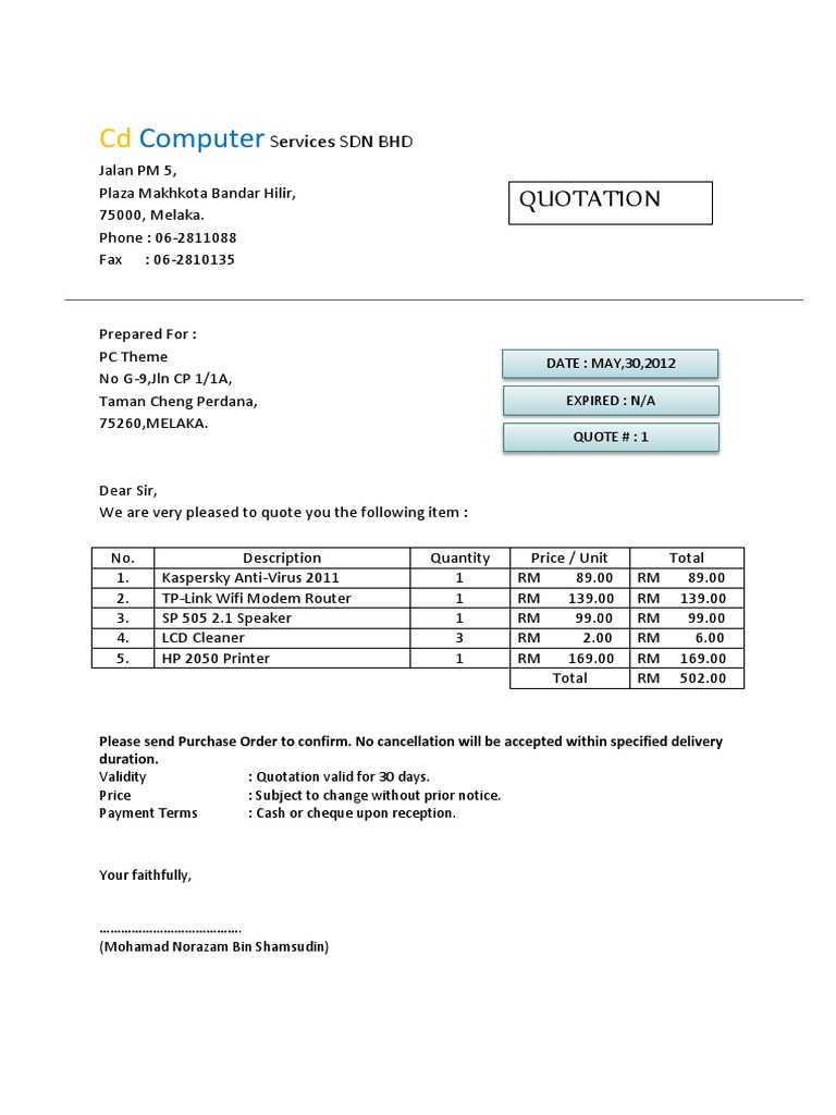 CD Computer Services SDN BHD | PDF | Computer Hardware | Computer ...