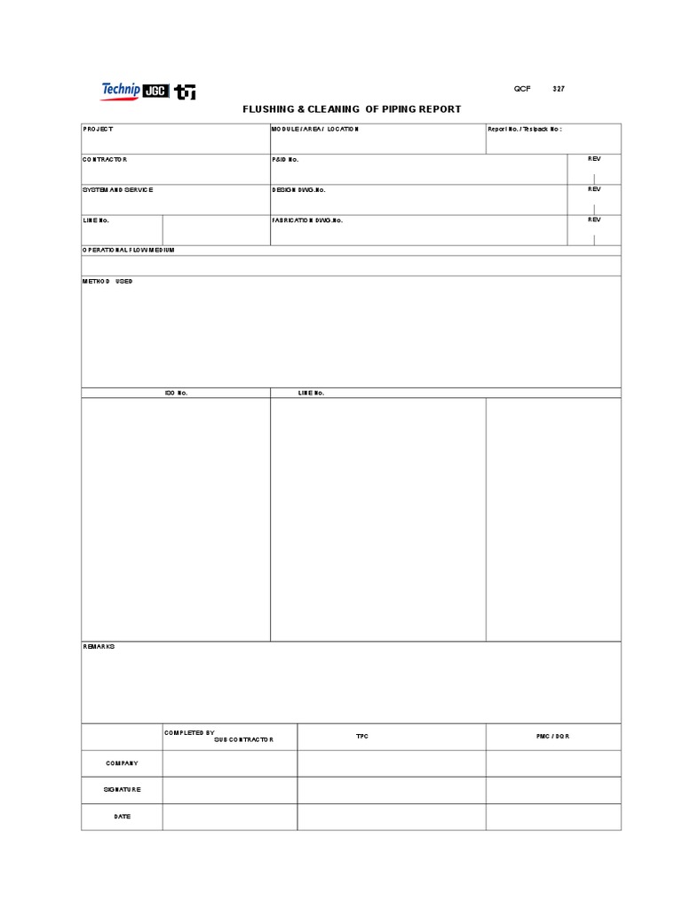 Flushing Cleaning of Piping Report | PDF | Business | Computers