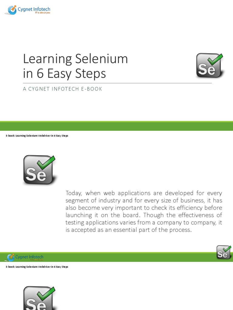 Learn Selenium Webdriver In 6 Easy Steps Pdf Selenium Software
