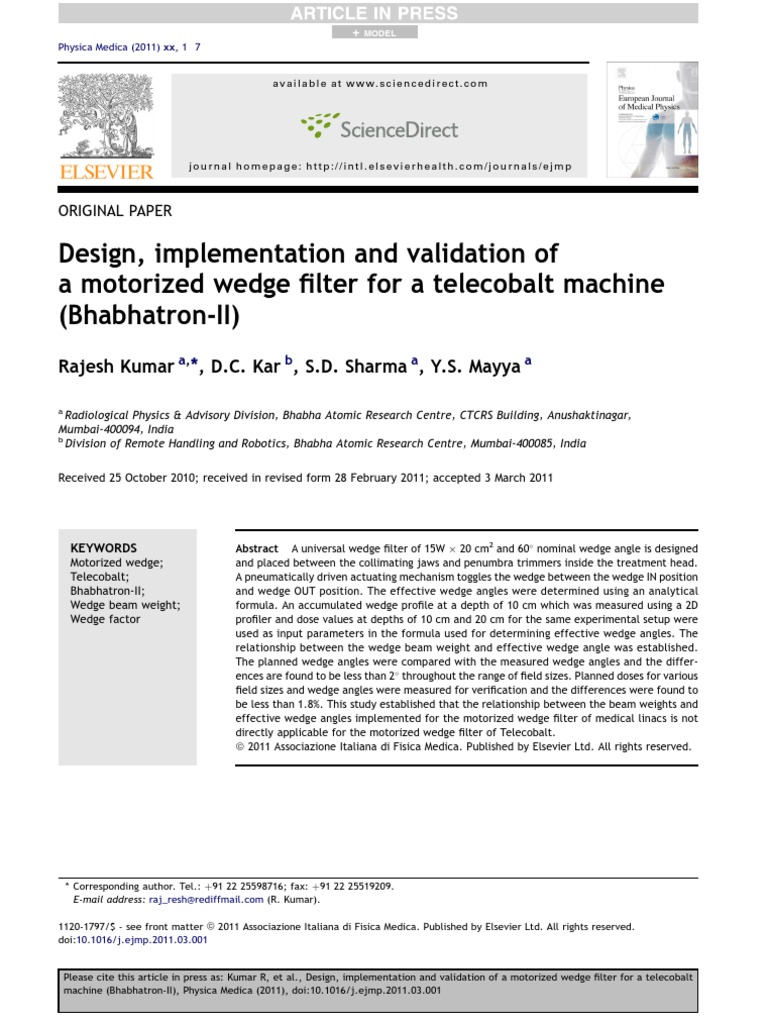Design, Implementation and Validation of A Motorized Wedge Filter For A ...