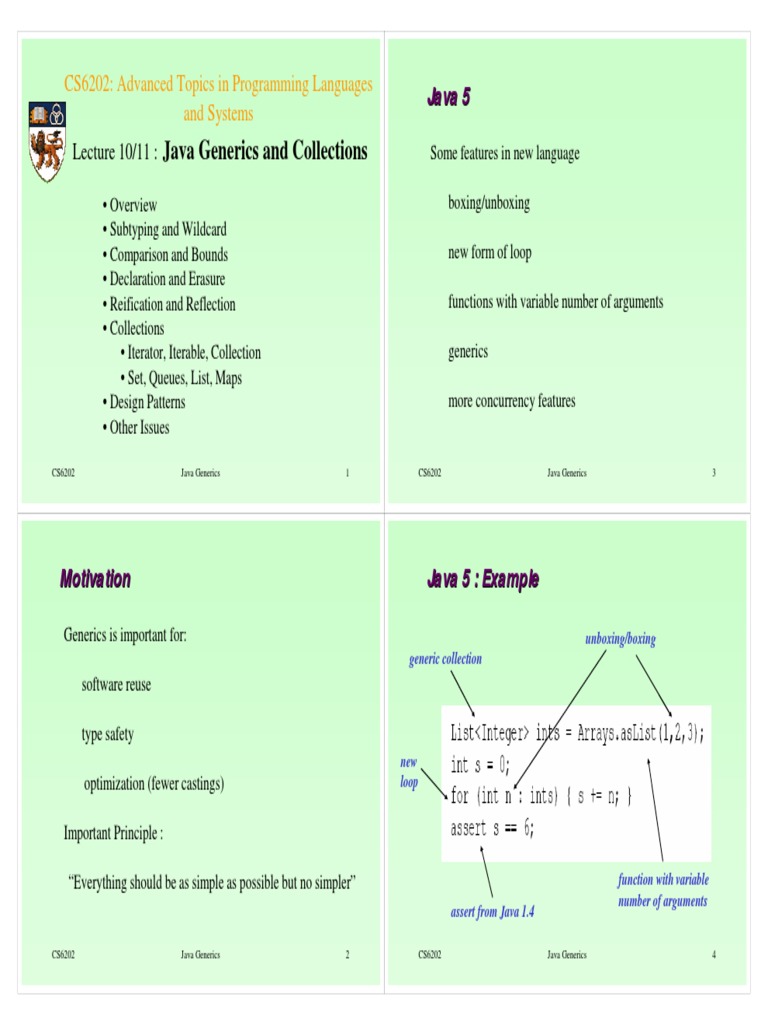 Java Generics and Collections: Lecture 10/11 | PDF | Mathematics Of ...