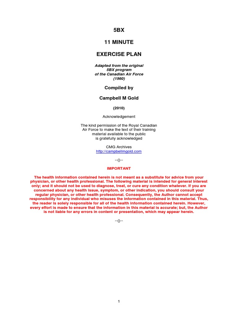 5BX Exercise Plan Overview | PDF