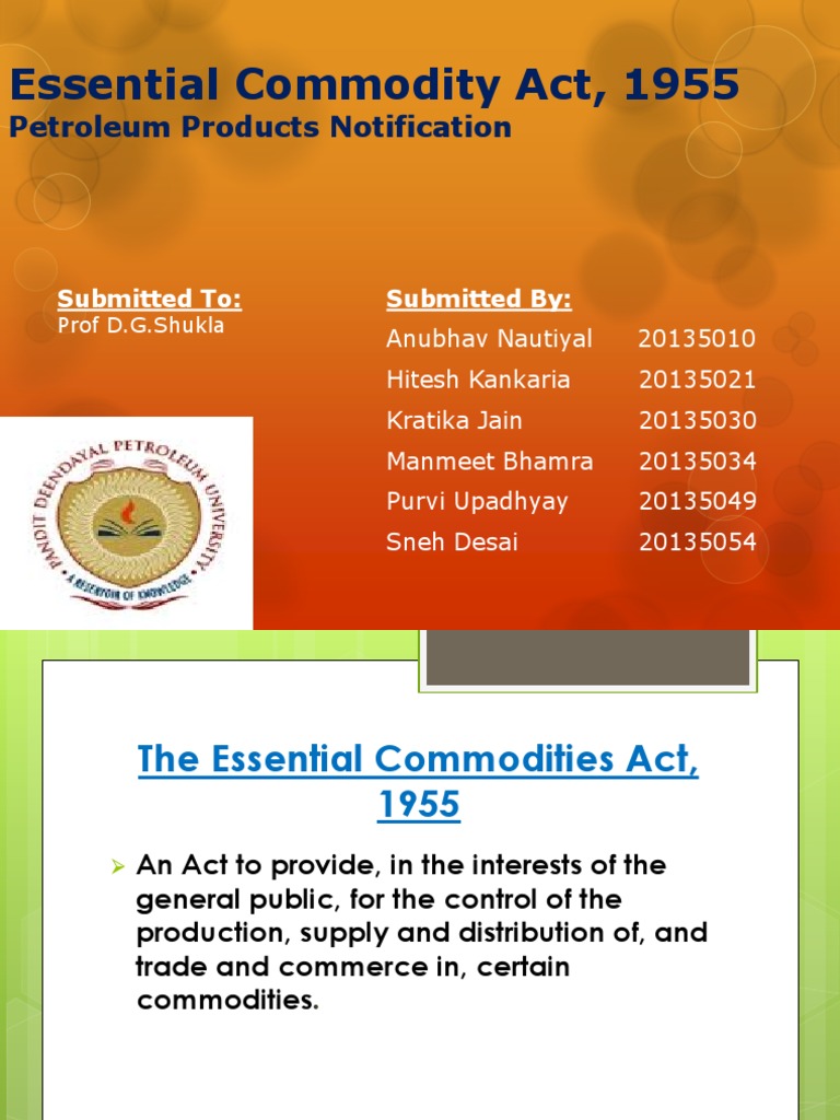 Essential Commodity Act, 1955 | Liquefied Petroleum Gas | Kerosene