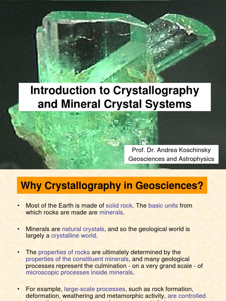Introduction To Crystallography and Mineral Crystal Systems: Prof. Dr ...