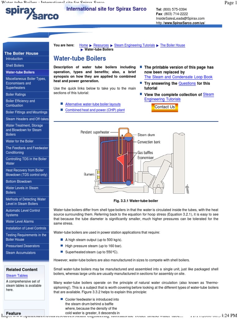 Water-Tube Boilers - International Site For Spirax Sarco | PDF | Cogeneration | Boiler