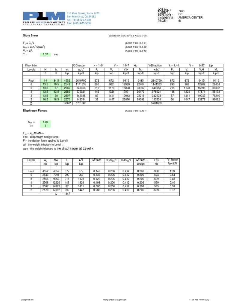 Story Shear and Diaphragm Analysis | PDF | Computers | Technology ...