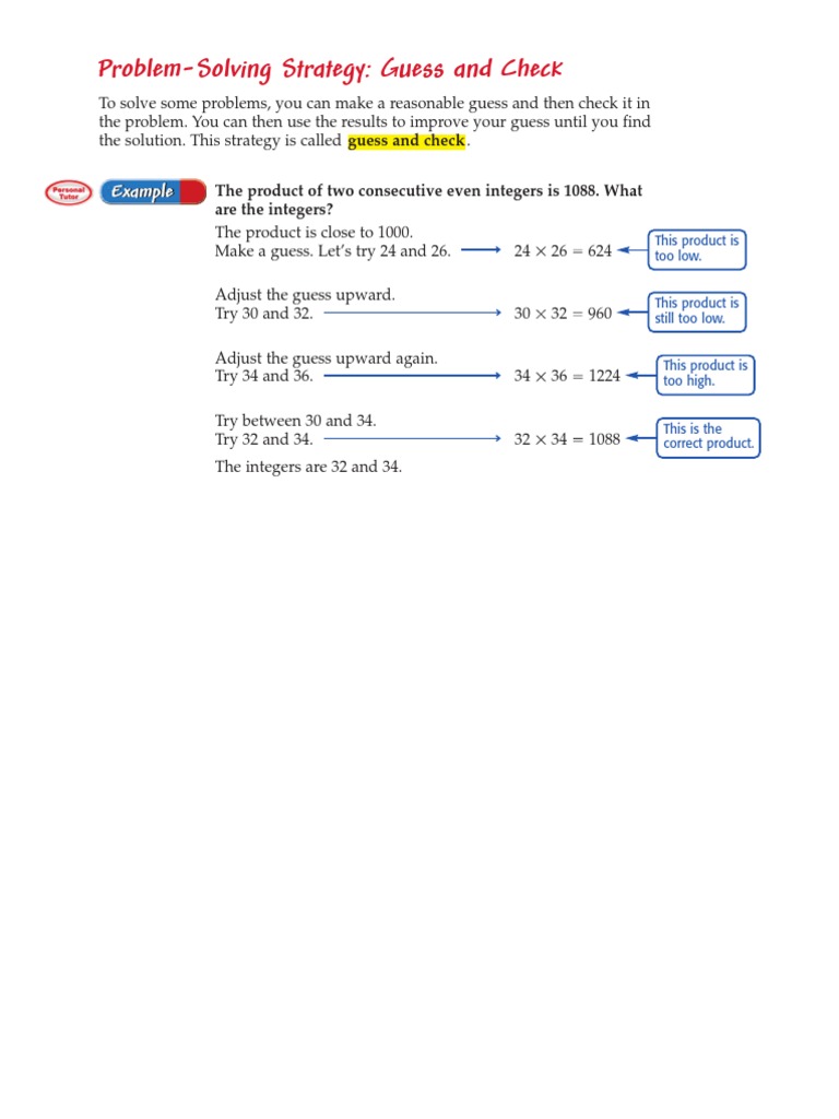 Problem-Solving Strategy: Guess and Check: Example | PDF | Business
