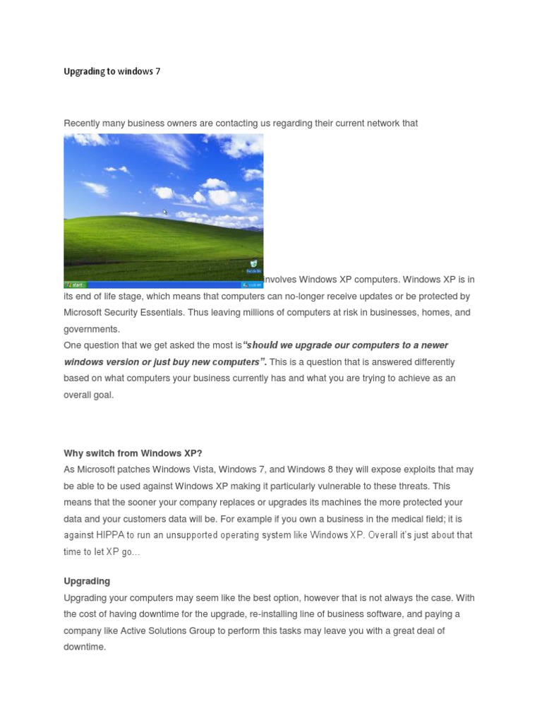 Windows XP - Upgrade or Buy New Computers? | PDF | Windows Xp ...