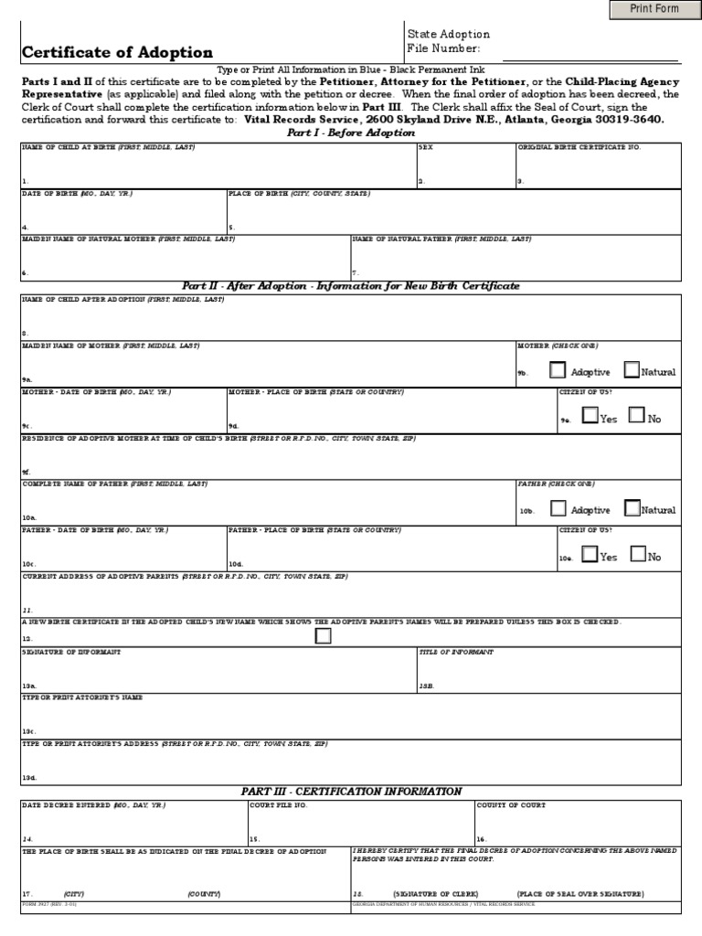 Certificate of Adoption Form 3927 | PDF
