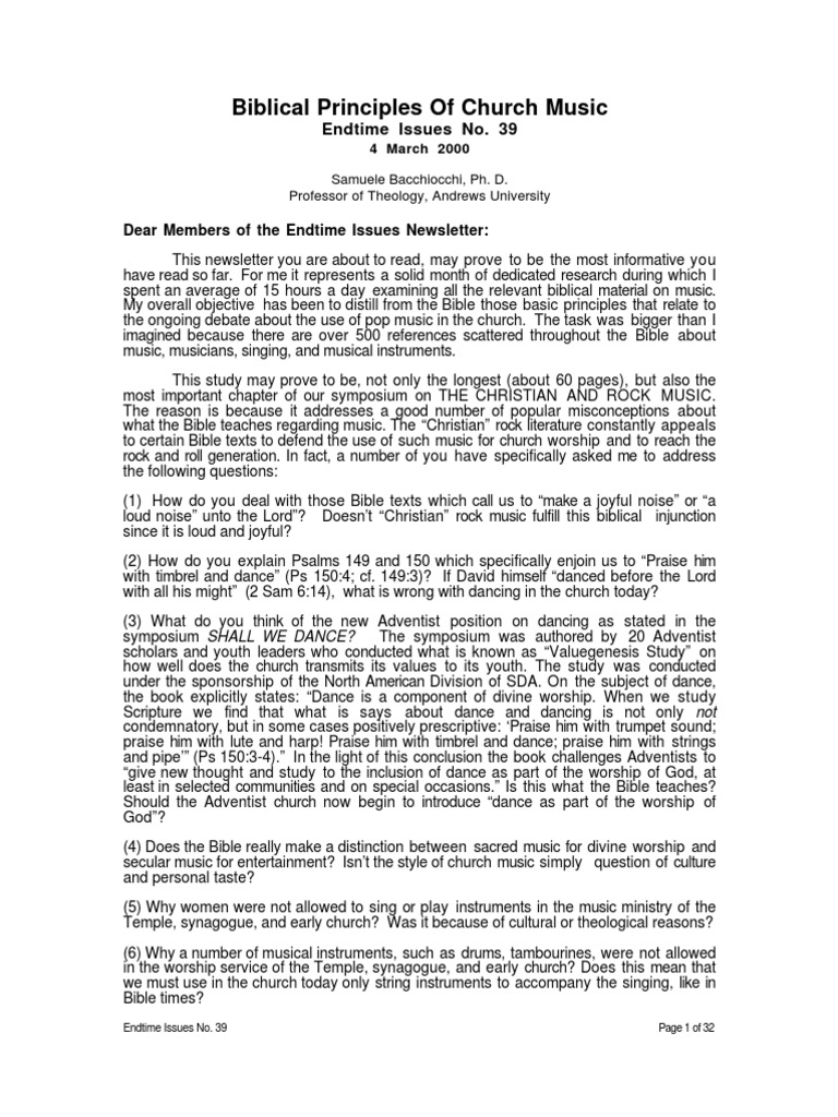 Biblical Principles of Church Music - Day 1 | PDF | Bible | Psalms