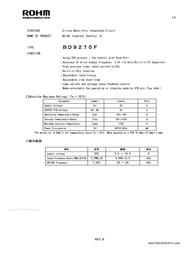 bd9275f Datasheet PDF | PDF | Electronic Circuits | Field Effect Transistor