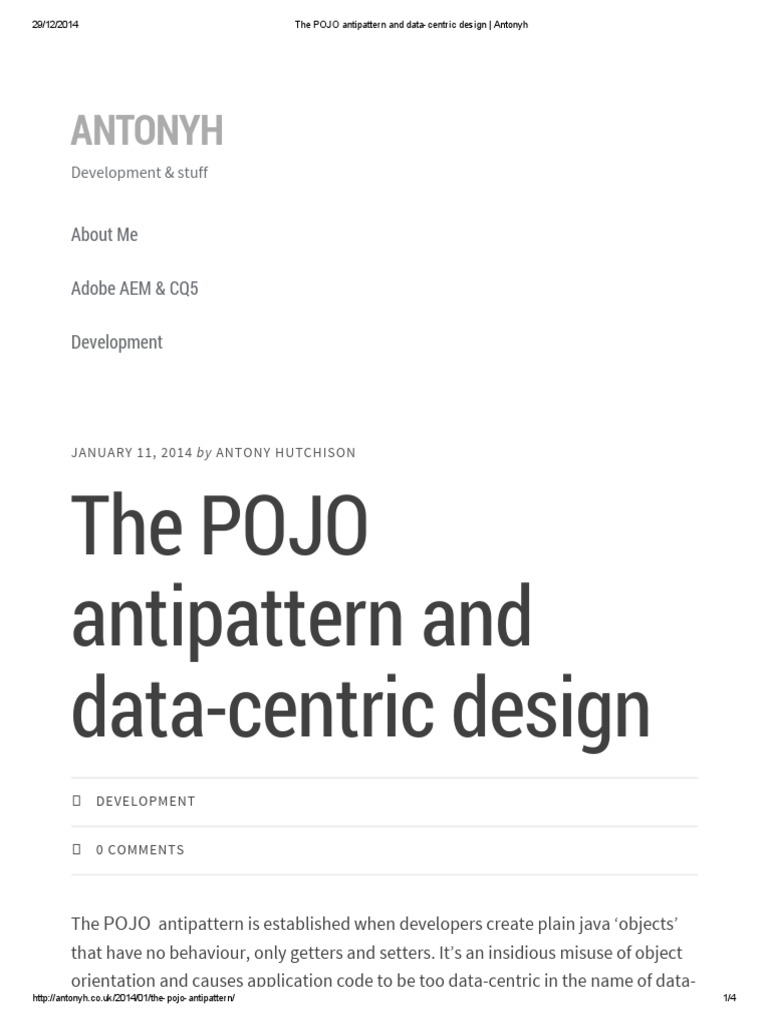 The POJO Antipattern and Data-Centric Design - Antonyh | PDF | Information Technology Management ...