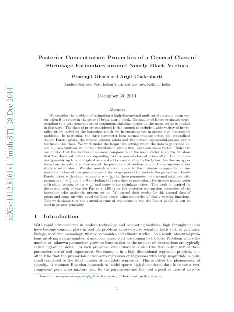 Robust Shrinkage Prior Estimation | PDF | Estimator | Bayesian Inference