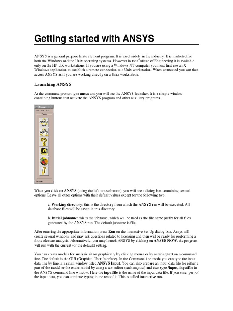 Getting Started With ANSYS | PDF | Command Line Interface | Graphical User Interfaces