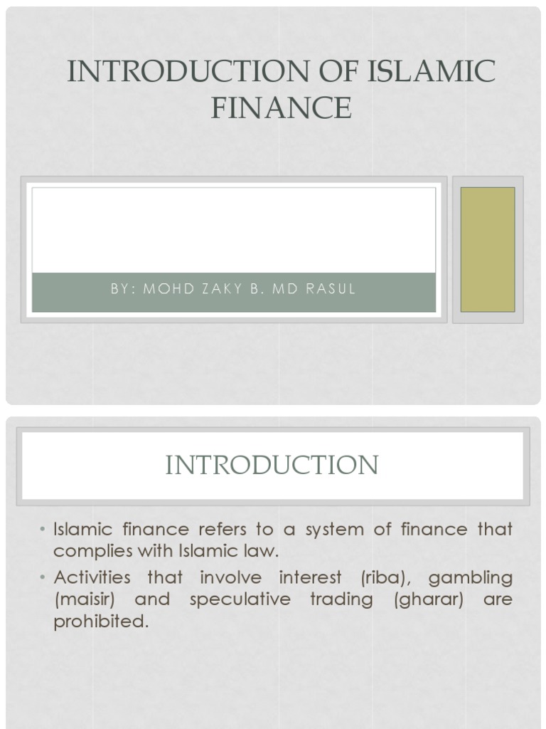 Introduction of Islamic Finance | PDF | Islamic Banking And Finance ...