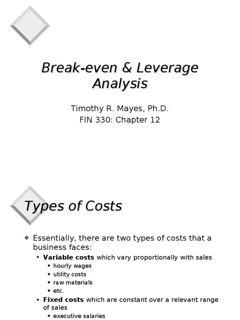 Break-Even & Leverage Analysis | PDF | Leverage (Finance) | Business