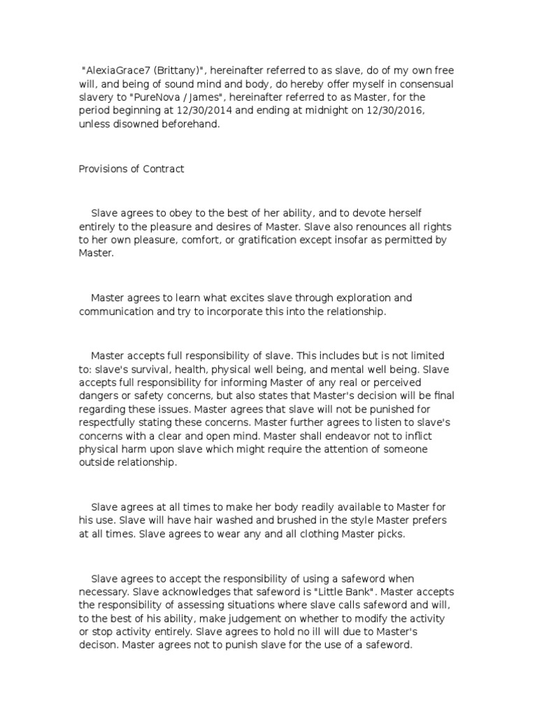 Slave Contract | PDF | Slavery | Punishments