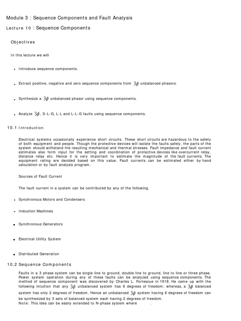 Module 3: Sequence Components and Fault Analysis: Sequence Components ...