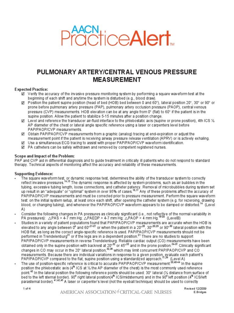 Accurate Pulmonary Artery and Central Venous Pressure Measurement ...