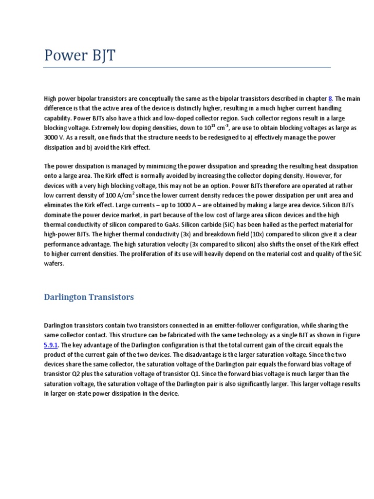 Power BJT: Darlington Transistors | PDF | Bipolar Junction Transistor ...