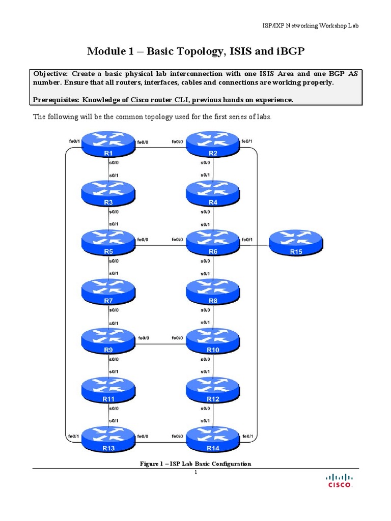 Module 1 - Basic Topology, ISIS and iBGP: The Following Will Be The ...