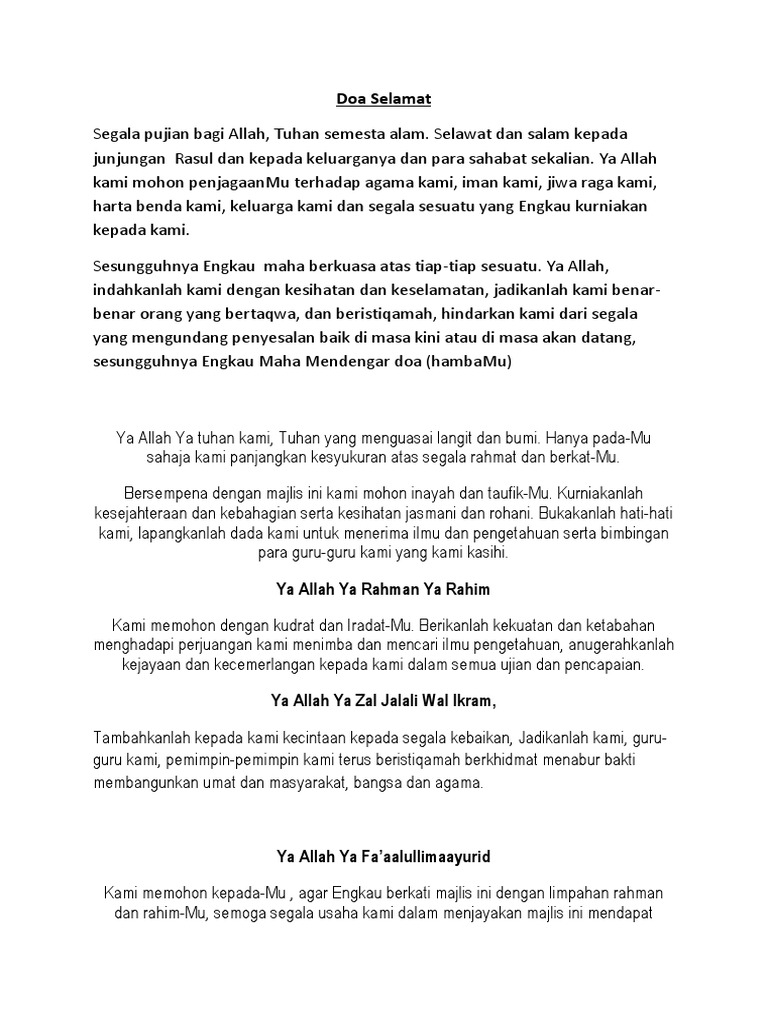 Doa Selamat | PDF