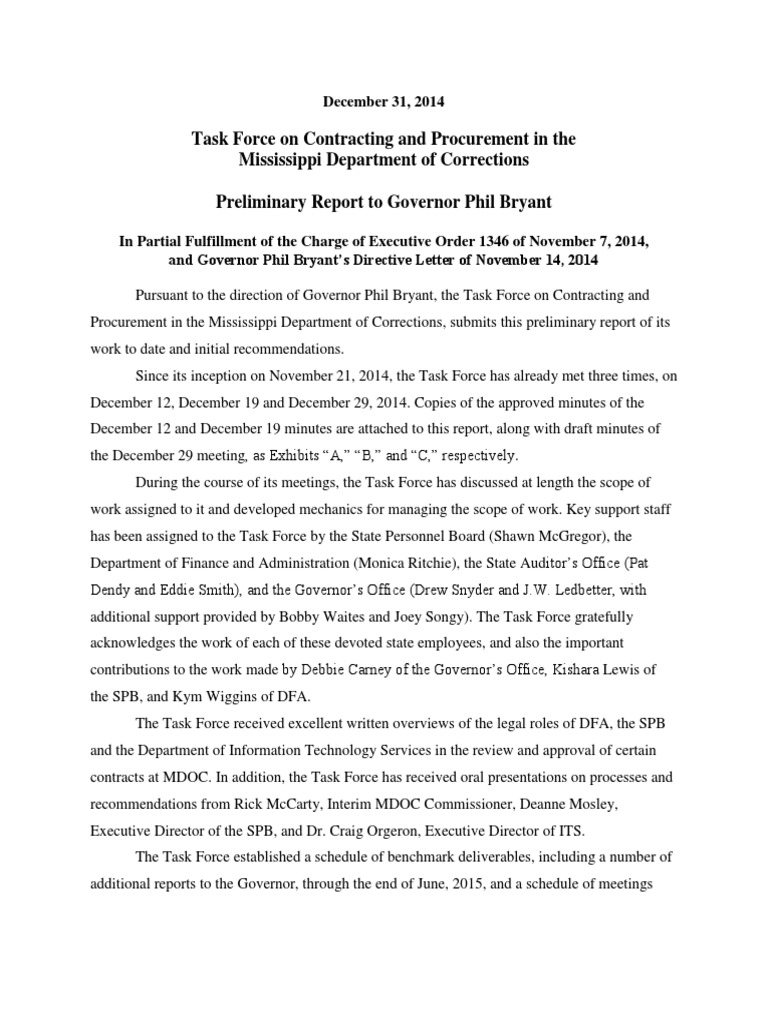 MDOC Task Force Preliminary Report 12 29 14 Draft | Download Free PDF ...