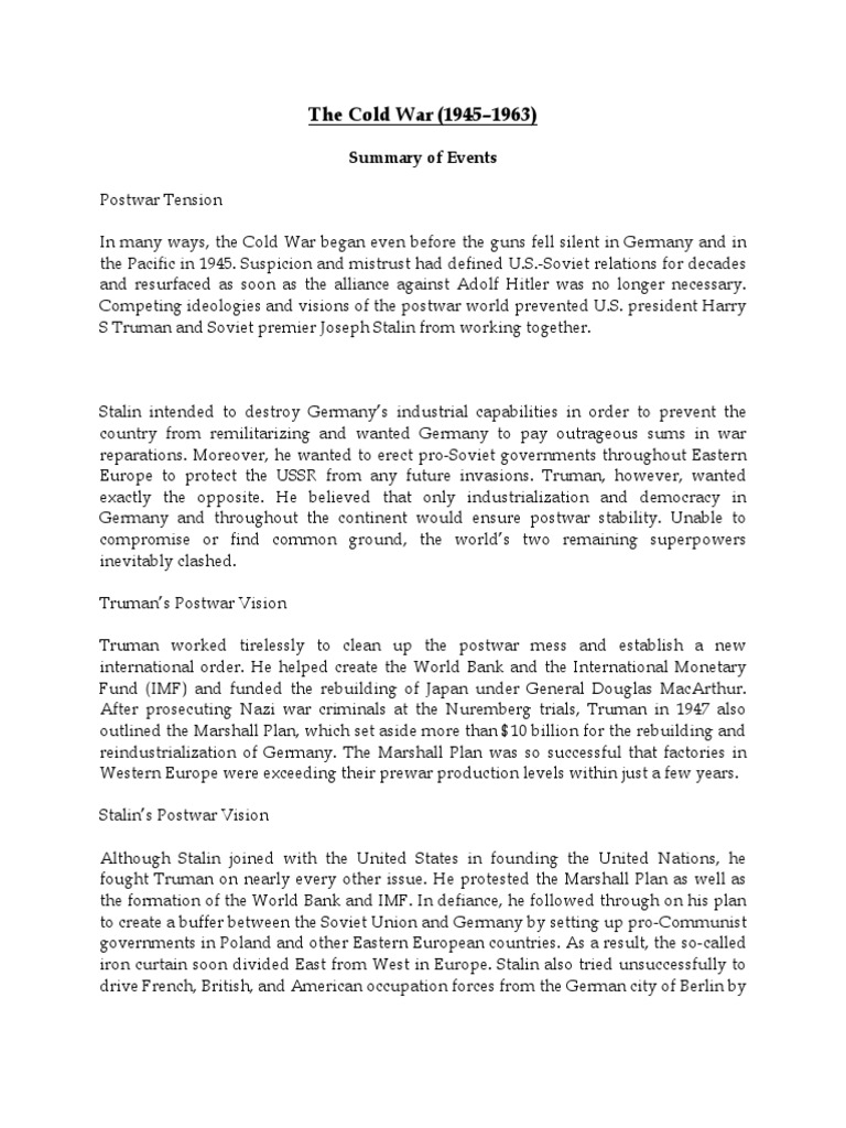 The Cold War Summary | PDF | John F. Kennedy | Dwight D. Eisenhower