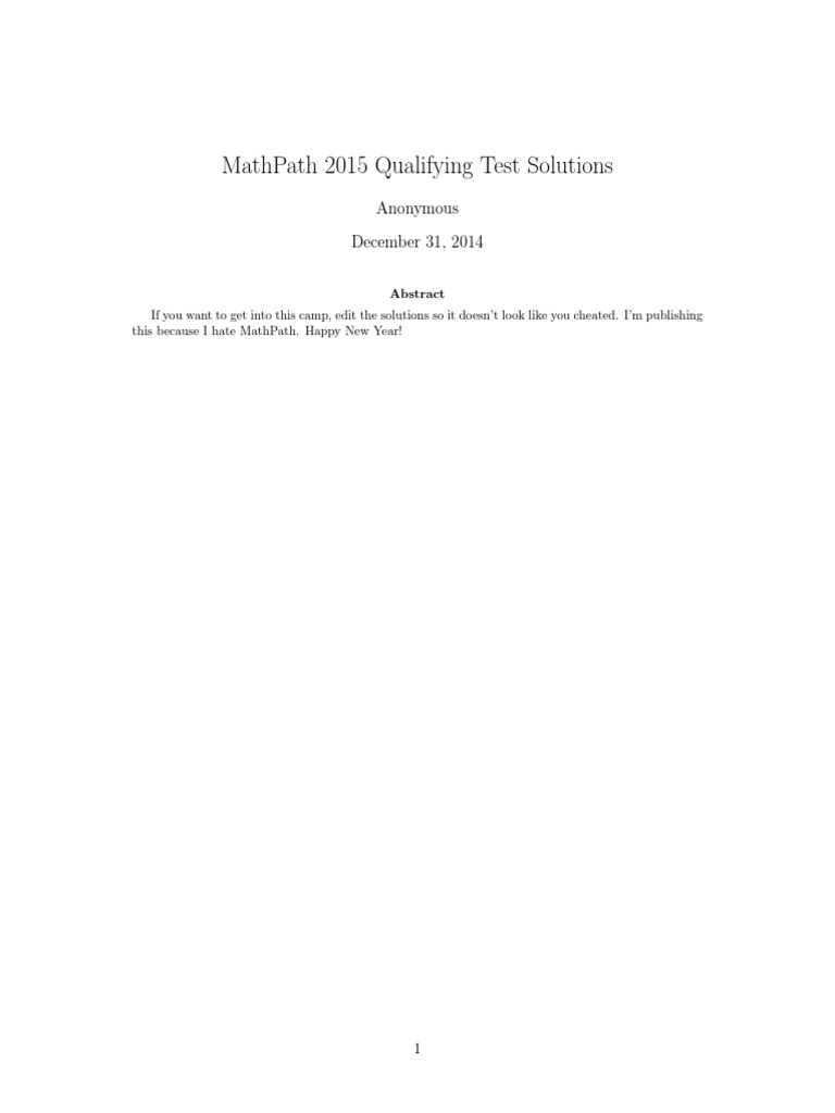 MathPath 2015 Qualifying Test Solutions | PDF | Triangle | Algorithms