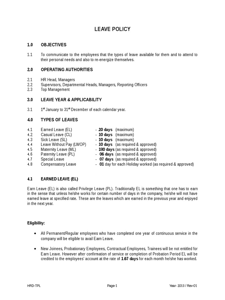 Leave Policy For Bangladeshi Private Companies 2013 | PDF | Sick Leave ...