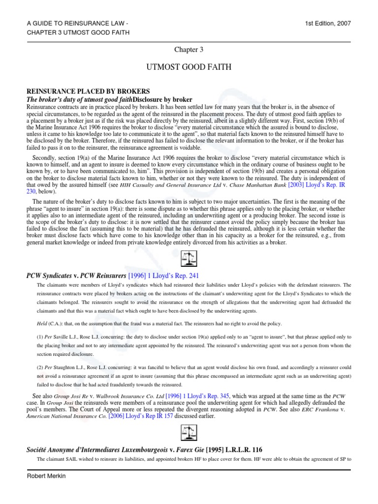2. Utmost Good Faith | Misrepresentation In English Law | Reinsurance
