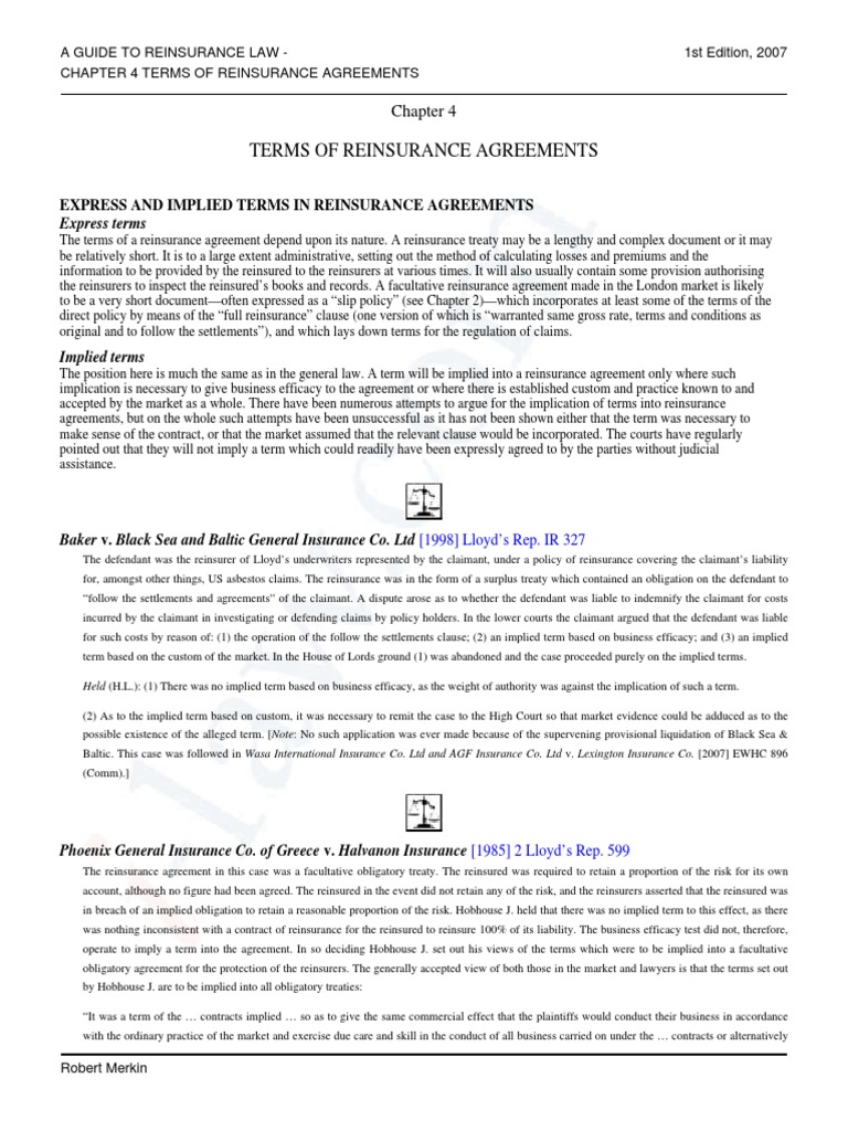 Terms of Reinsurance Agreements | PDF | Reinsurance | Contractual Term