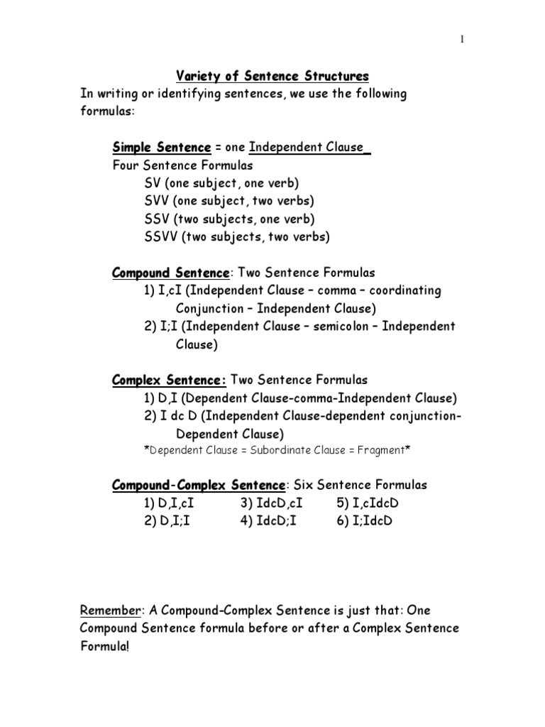 Variety of Sentence Structures | PDF | Sentence (Linguistics) | Syntax