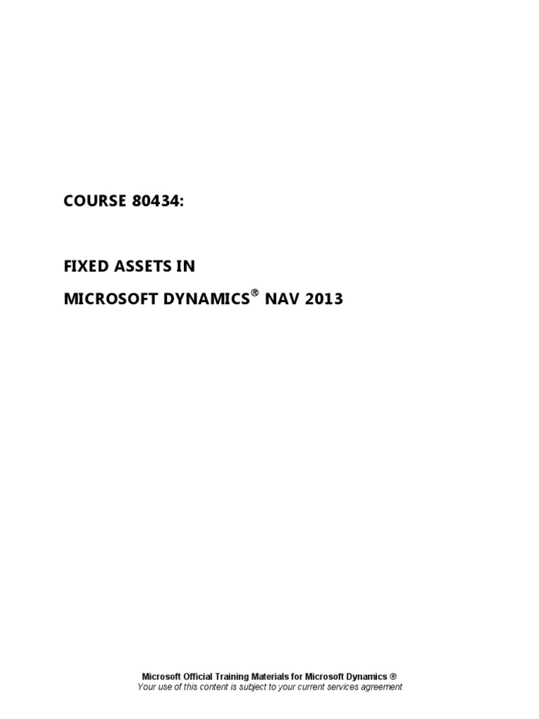 Microsoft Dynamics NAV 2013 - 80434 - Fixed Assets | PDF | Book Value ...