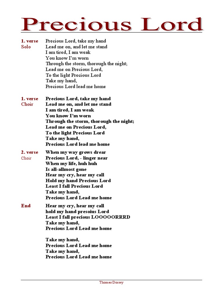 Precious Lord - by Thomas A Dorsey PDF | PDF
