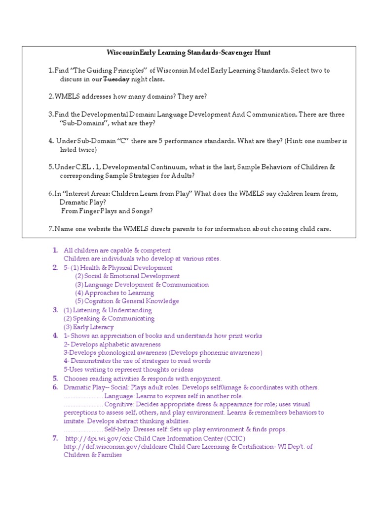 Wmels Scavenger Hunt | PDF | Developmental Psychology | Language ...