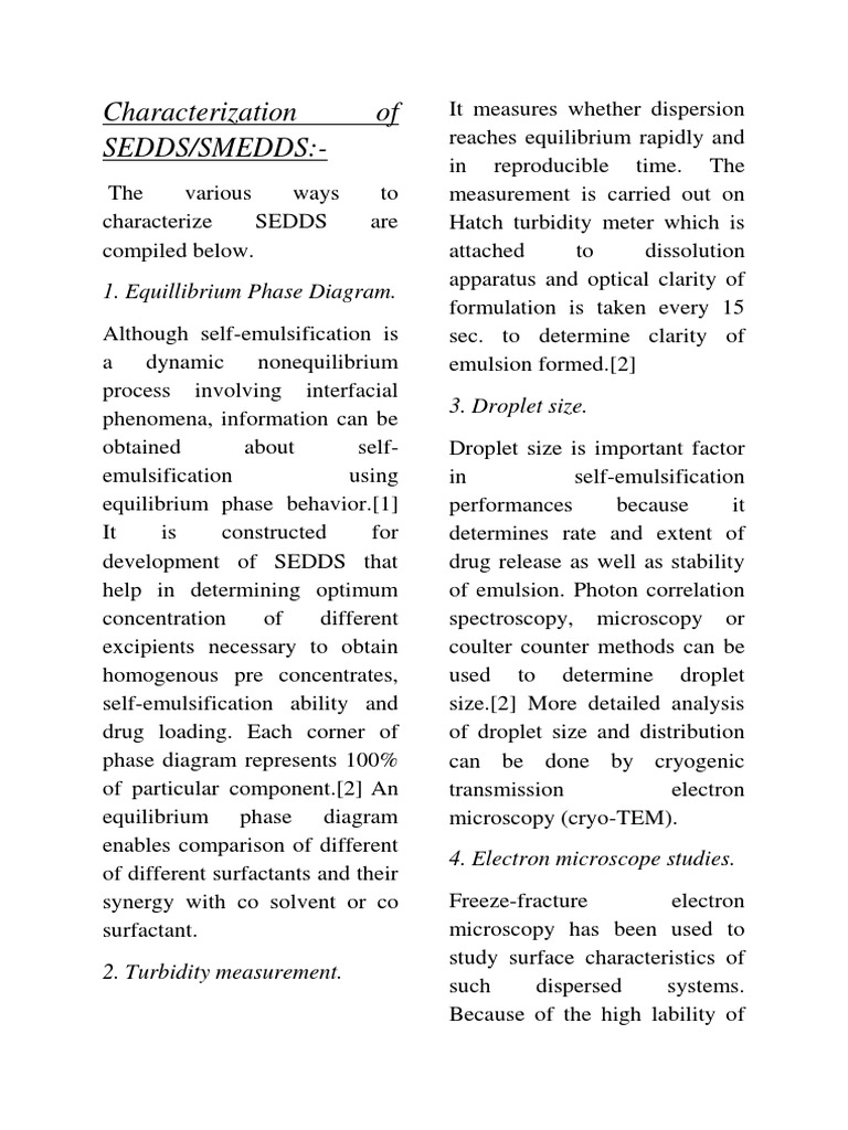 Characterization of Sedds/Smedds:-: 1. Equillibrium Phase Diagram | PDF ...