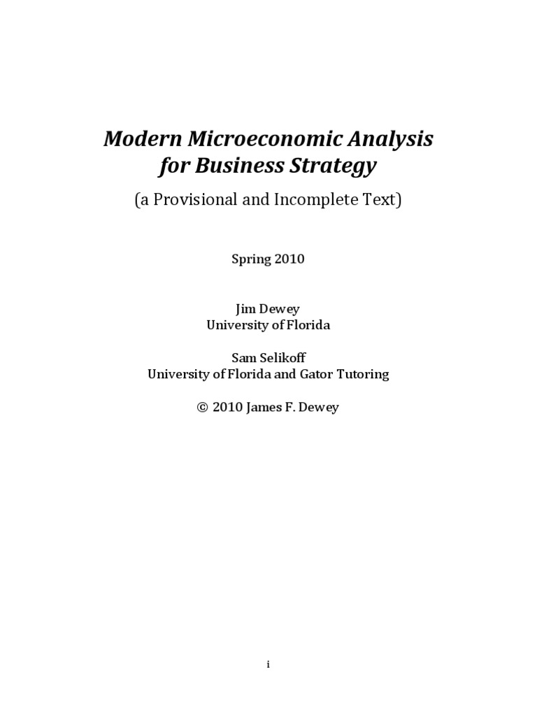 Modern Micro Economic Analysis | PDF | Present Value | Diversification ...