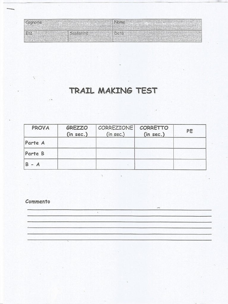 New - Trail Making Test