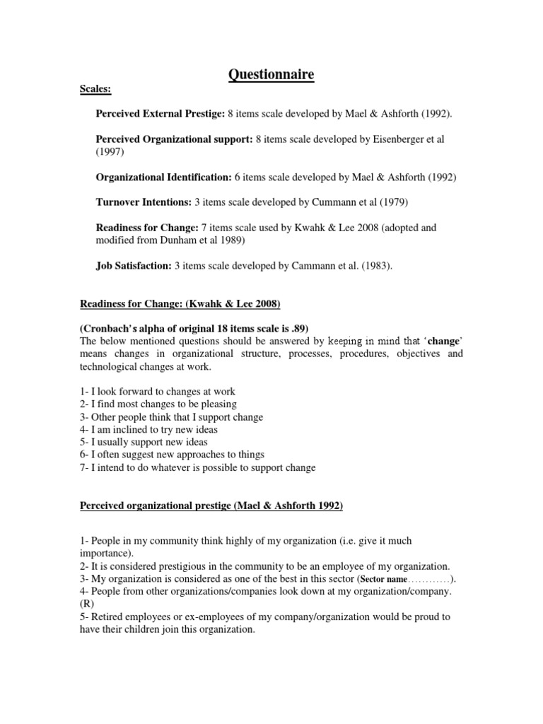 Questionnaire: Sector Name | PDF | Organizational Behavior | Action ...