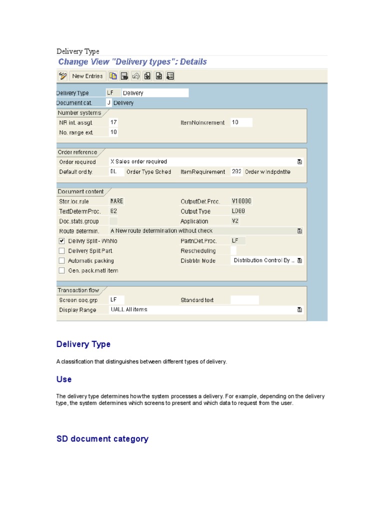 Delivery Types in SAP SD | Delivery (Commerce) | Invoice