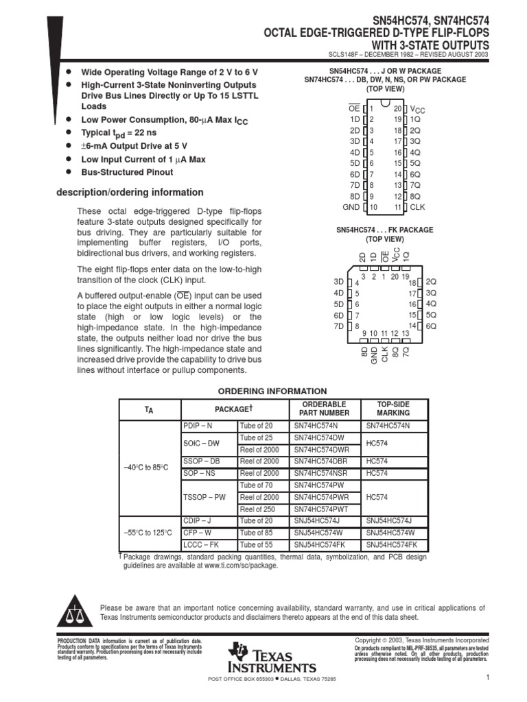 SN74HC574N.pdf | Electronics | Electronic Engineering